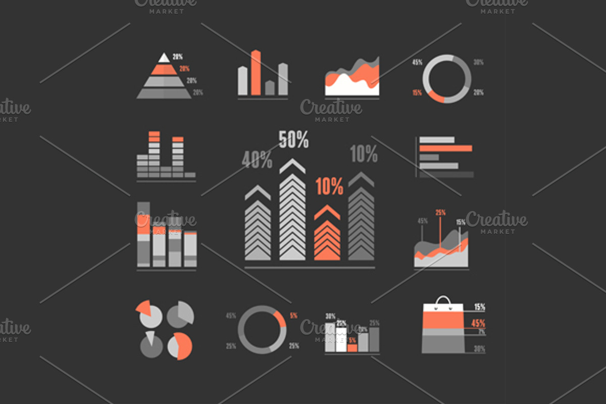 Graphs Icons Set. Vector, an Icon by Vector and Templates