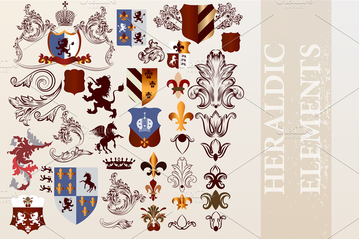 Bundle of vintage heraldic elements, an Object Graphic by FleurArt