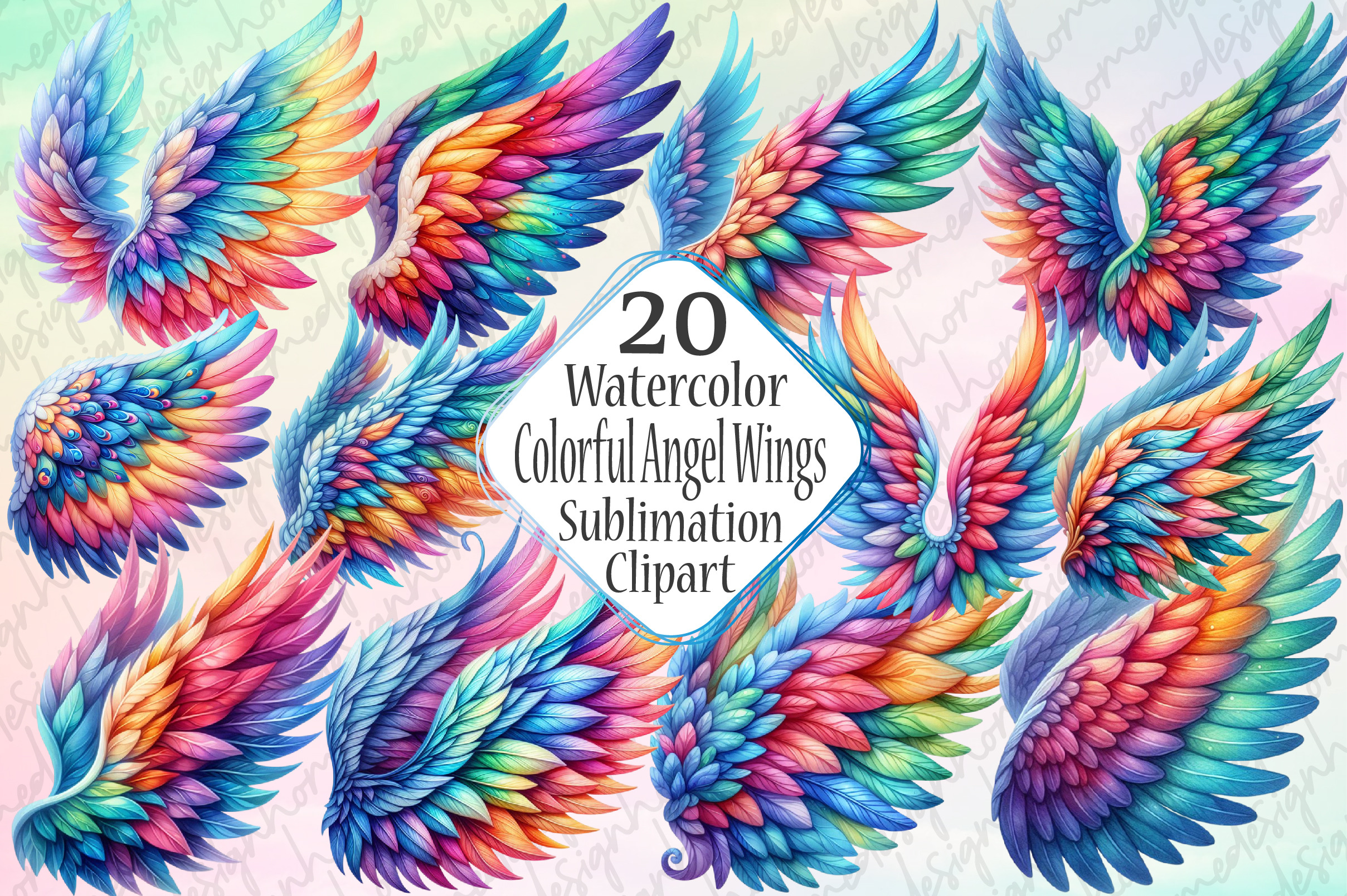 Colorful Angel Wings Sublimation Png, a Graphic by SinaCreation