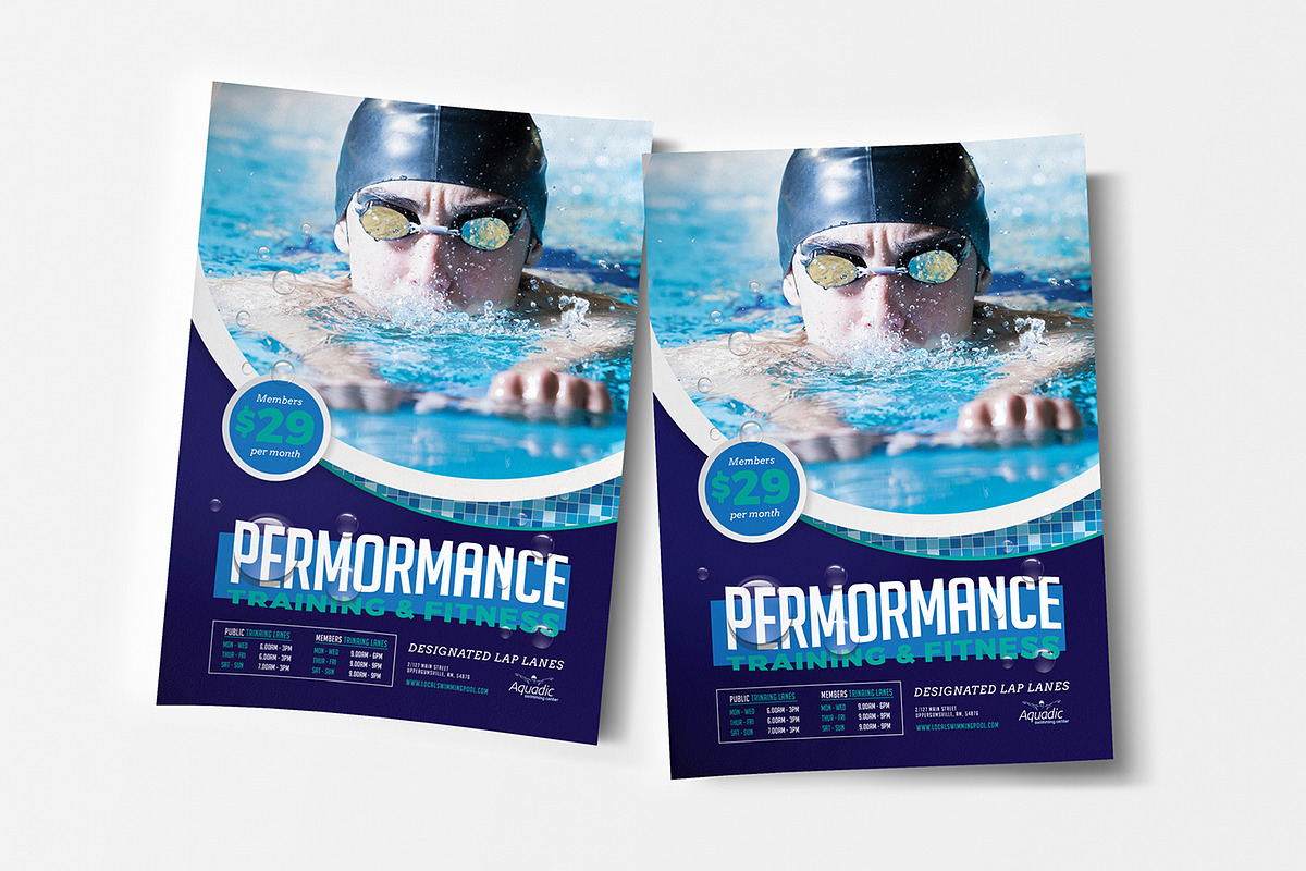 A4 Swimming Pool Poster Template, a Flyer Template by BrandPacks