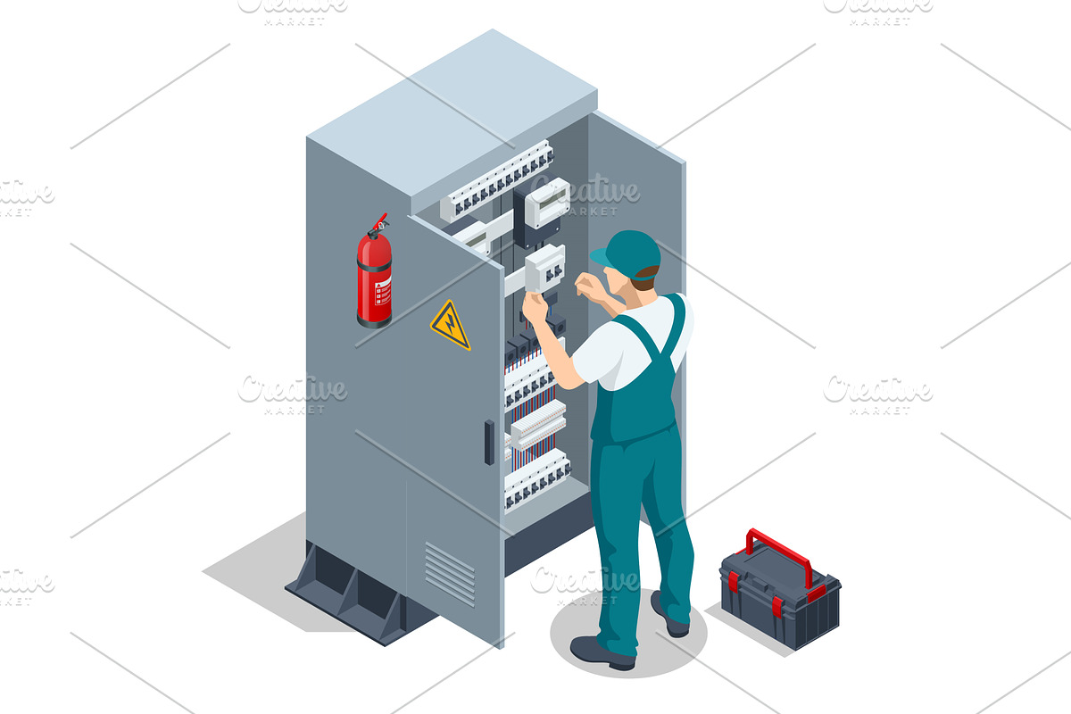 Isometric Electric switchboard, a Technology Illustration by Golden Sikorka