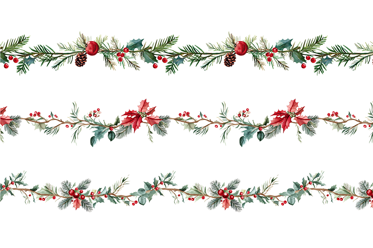 Watercolor Christmas Borders Clipart