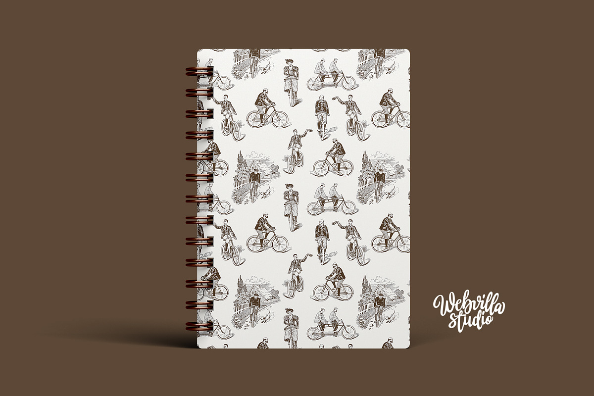 Vintage Cyclists Pattern, a Wallpaper Graphic by Webvilla Studio