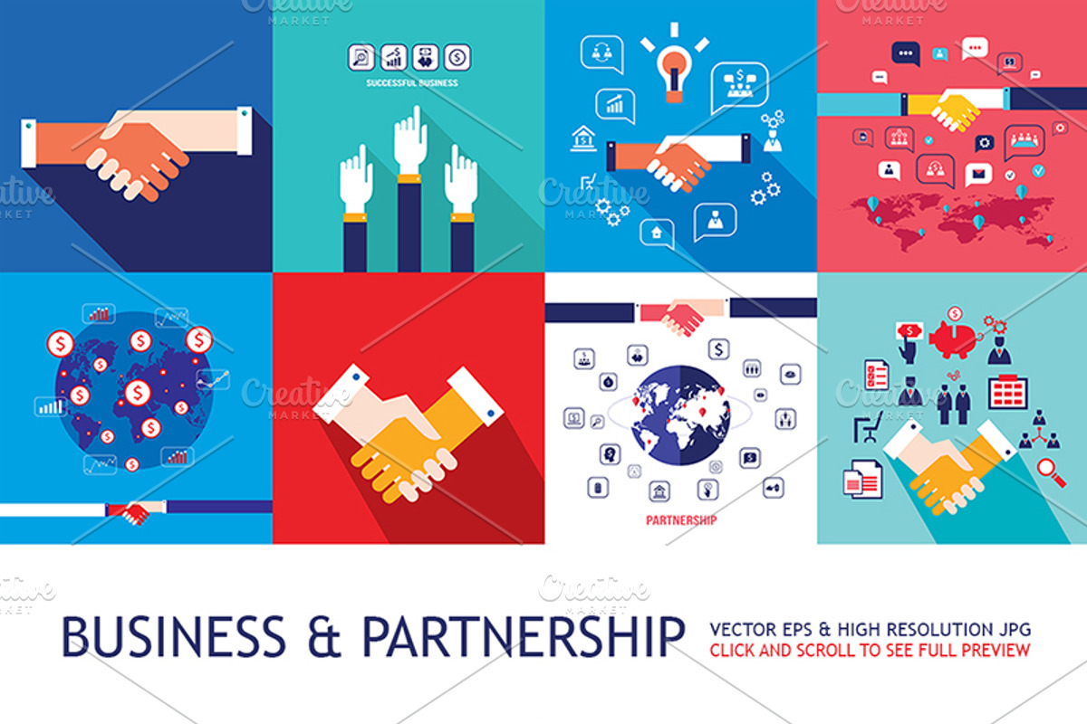 10 Business Partnership banner set, a Person Illustration by Anttoniu