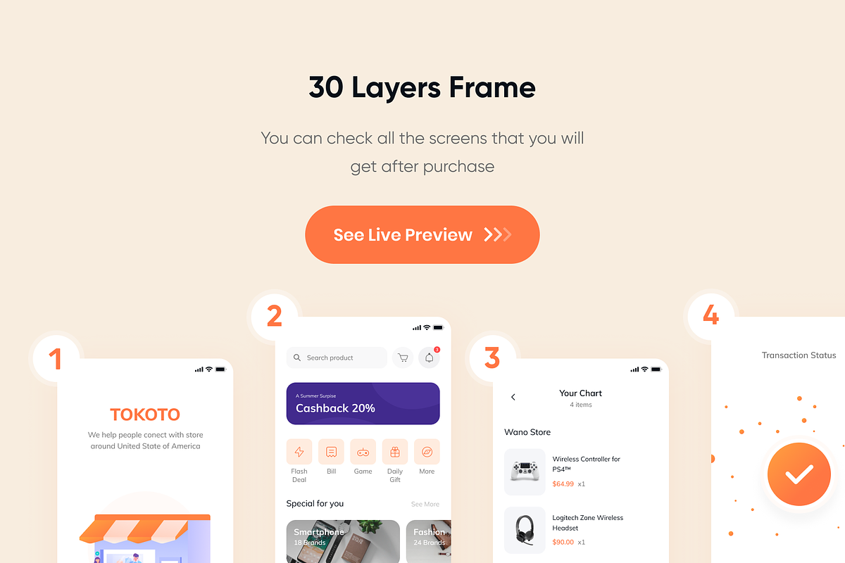 Tokoto - E-Commerce UI KIT, an App Template by Vektora Studio