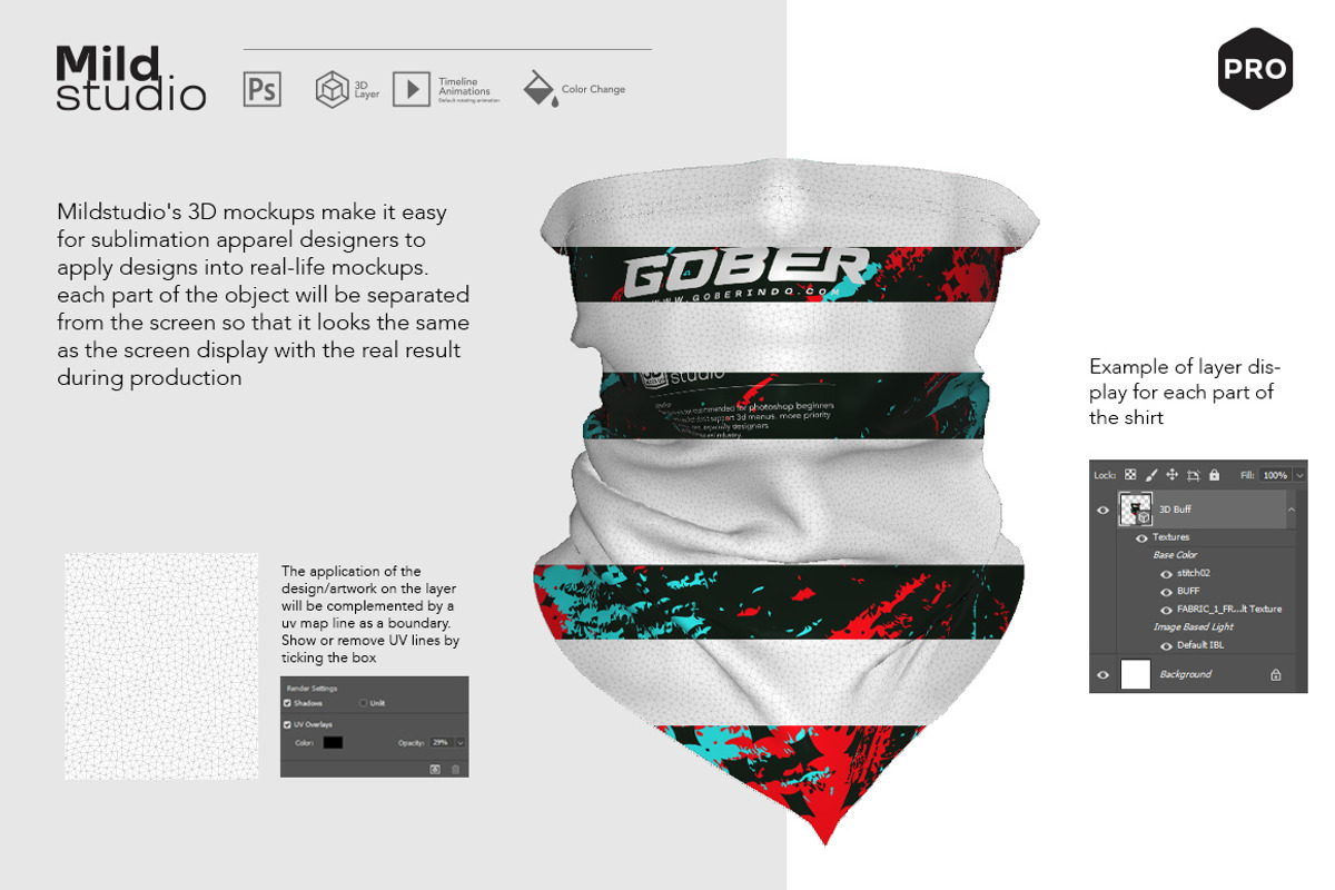3D Buff Mockup, an Apparel Mockup by Mildstudio