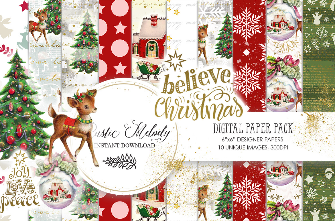 CHRISTMAS PAPER PACK, a Pattern Graphic by rusticmelody