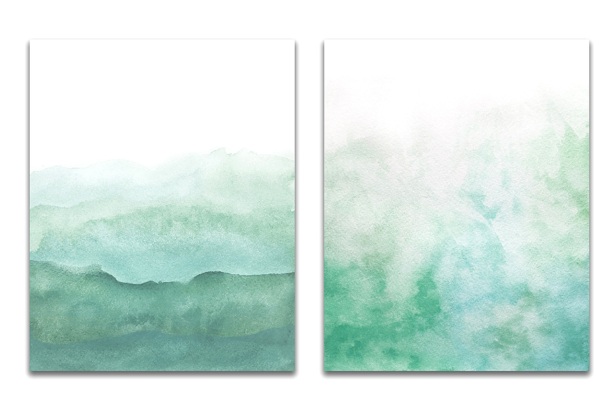 Green ombre watercolor, a Texture Graphic by GraphicRain