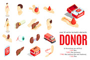 Donor Isometric Set, a Decorative Illustration by Macrovector