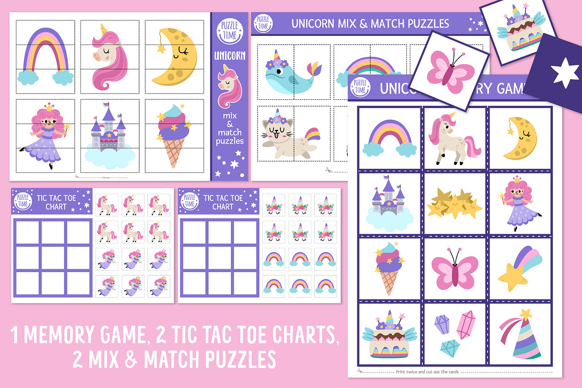 Unicorn games and activities, an Education Illustration by Lexi Claus