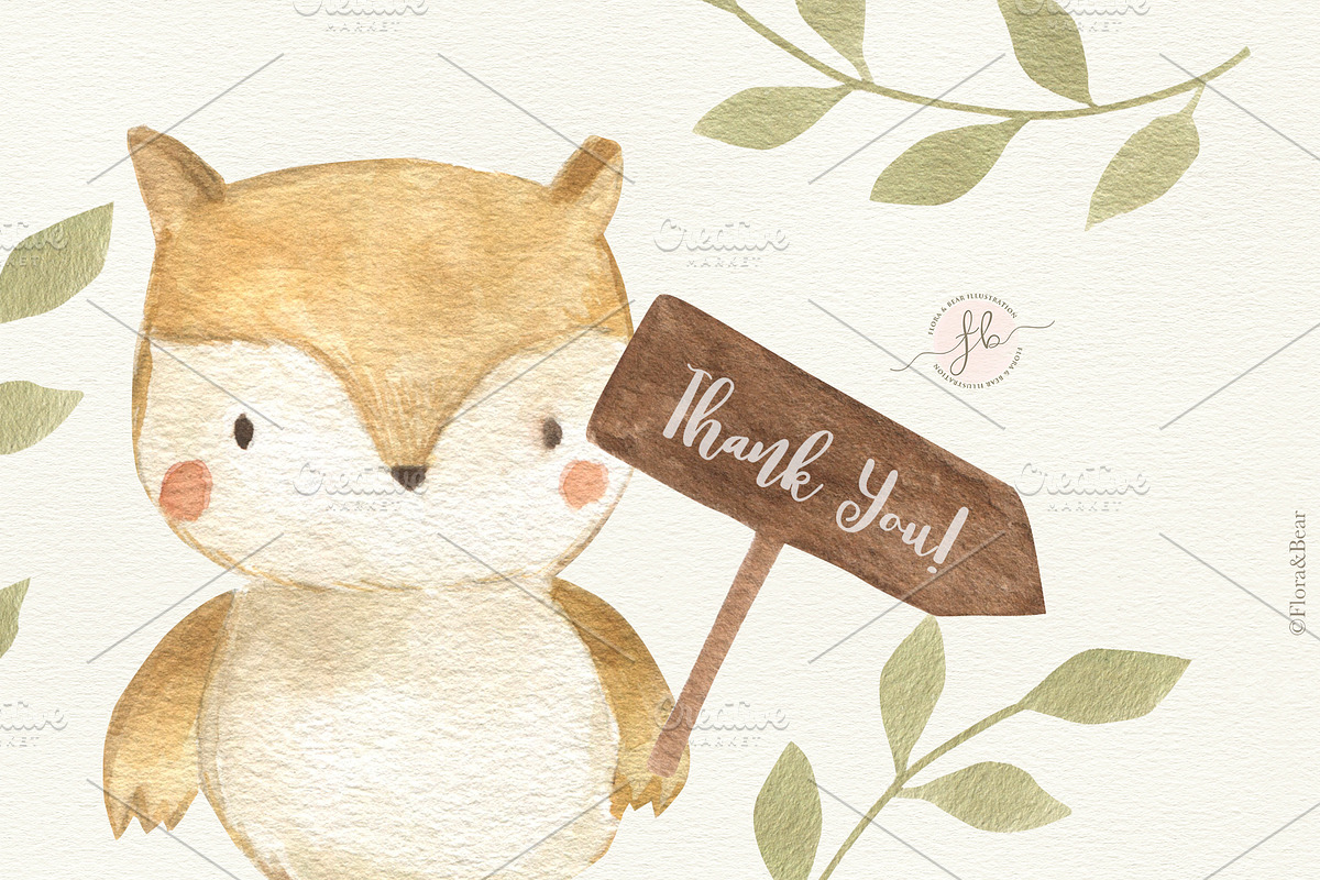 Woodland Friends, an Animal Illustration by Flora+Bear