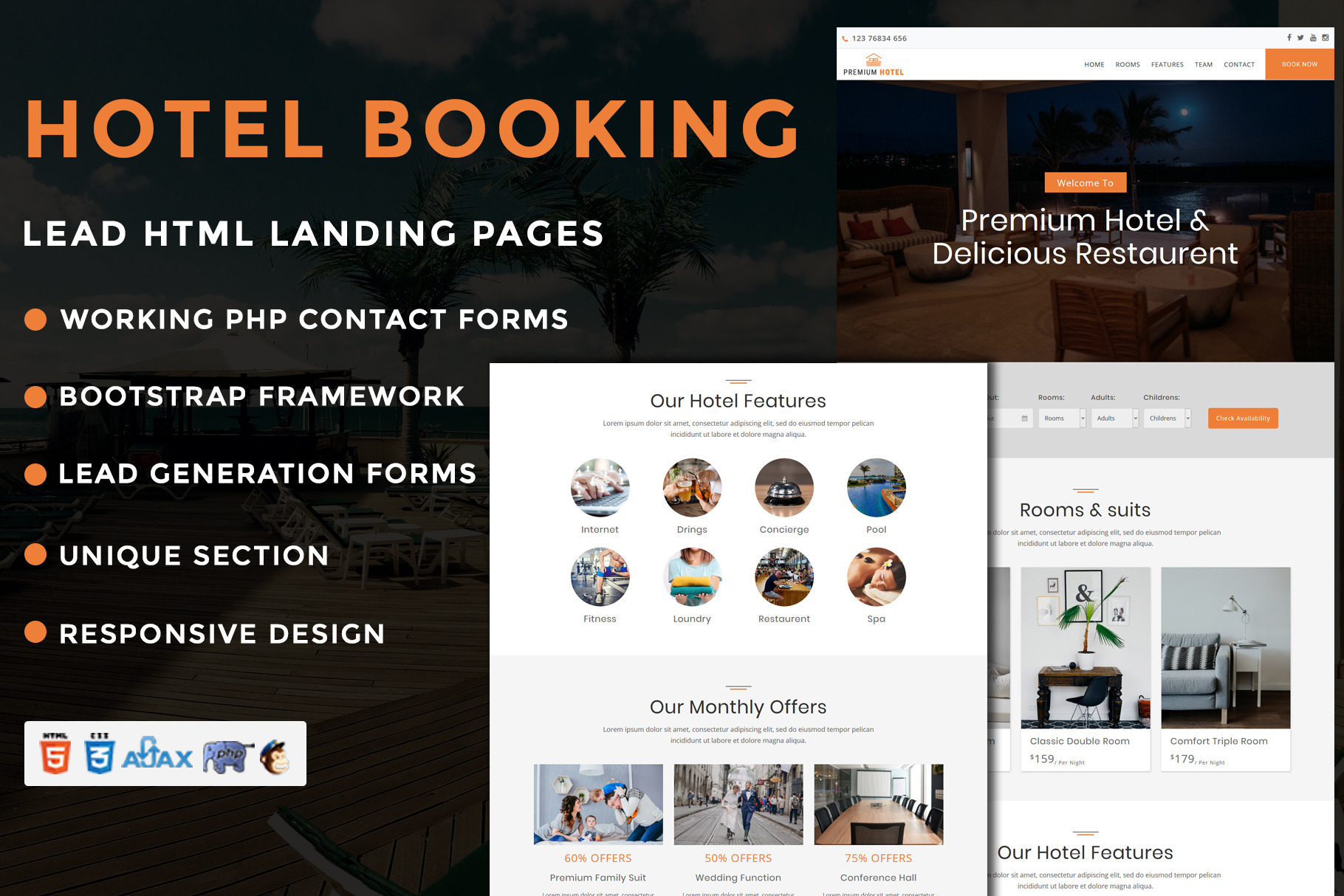 Hotel Booking Landing Page Template, a Landing Page Template by ...