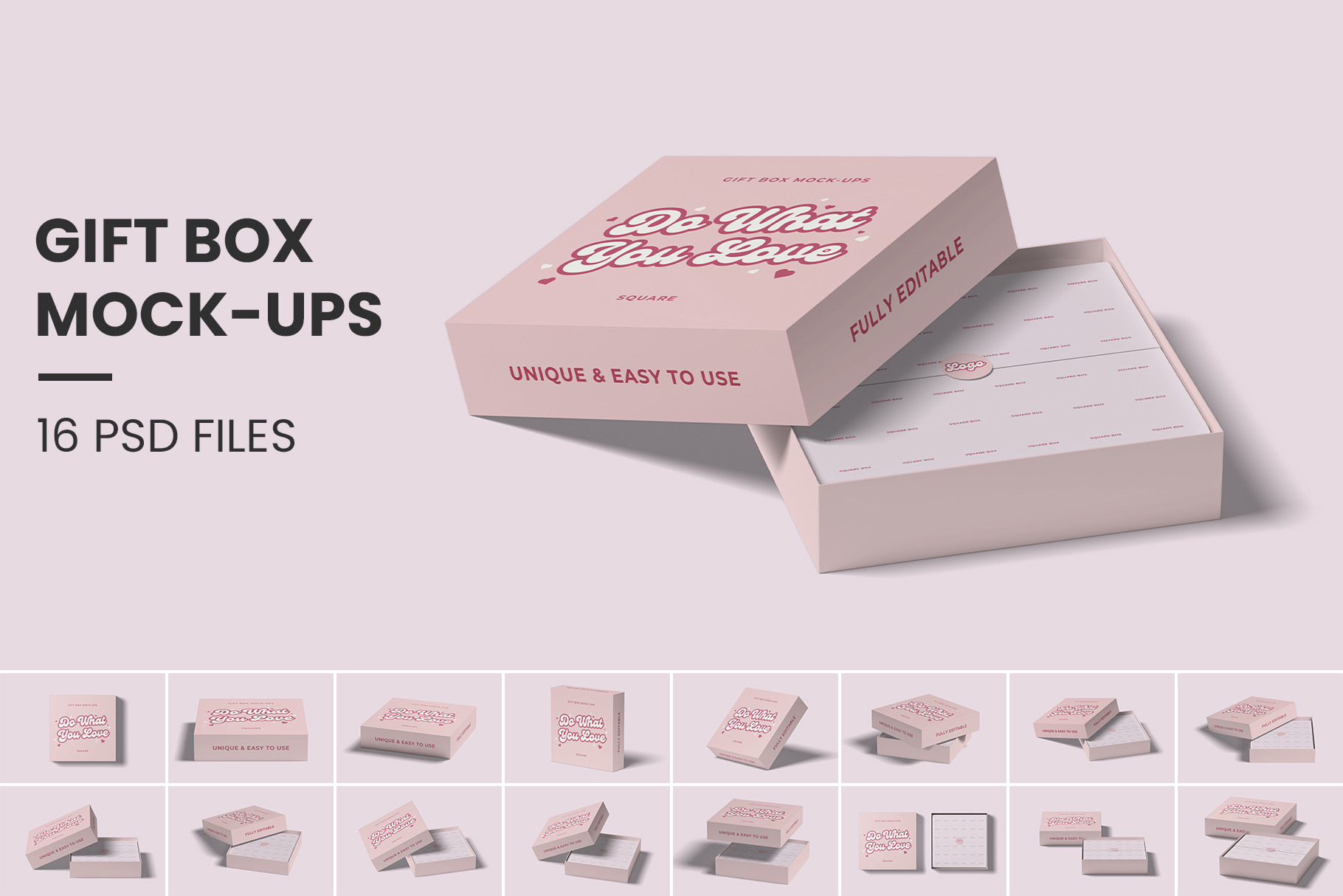 Gift Box Mockup - Box Packaging Bundle
