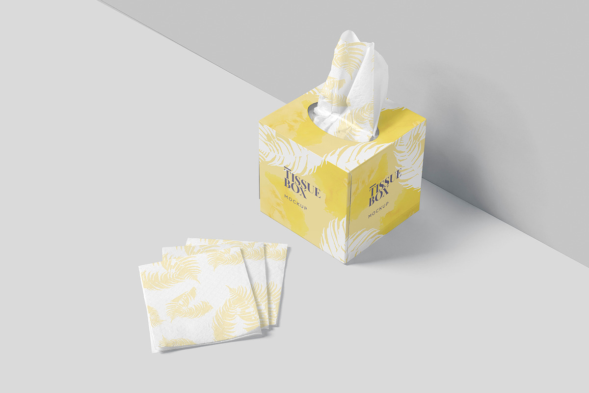 Square Tissue Box Mockups, a Packaging Mockup by GfxFoundry