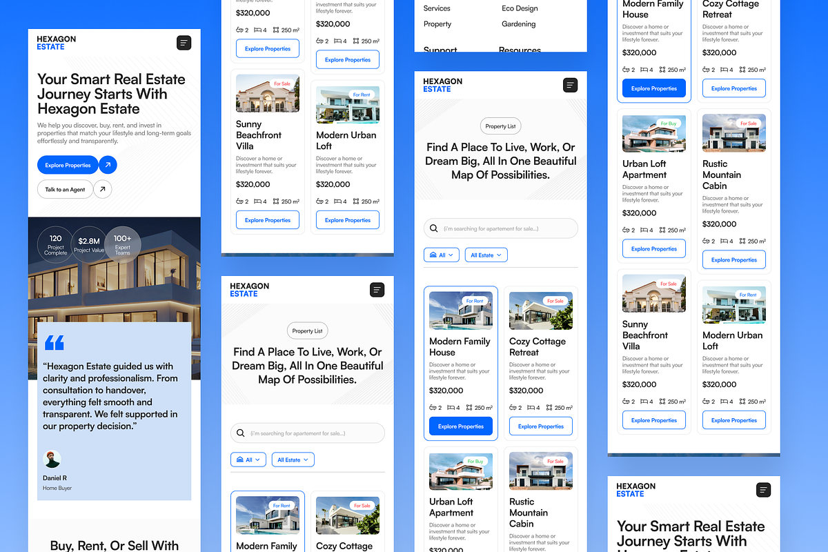 Hexagon - Real Estate Website, a Landing Page Template by SLAB! Design