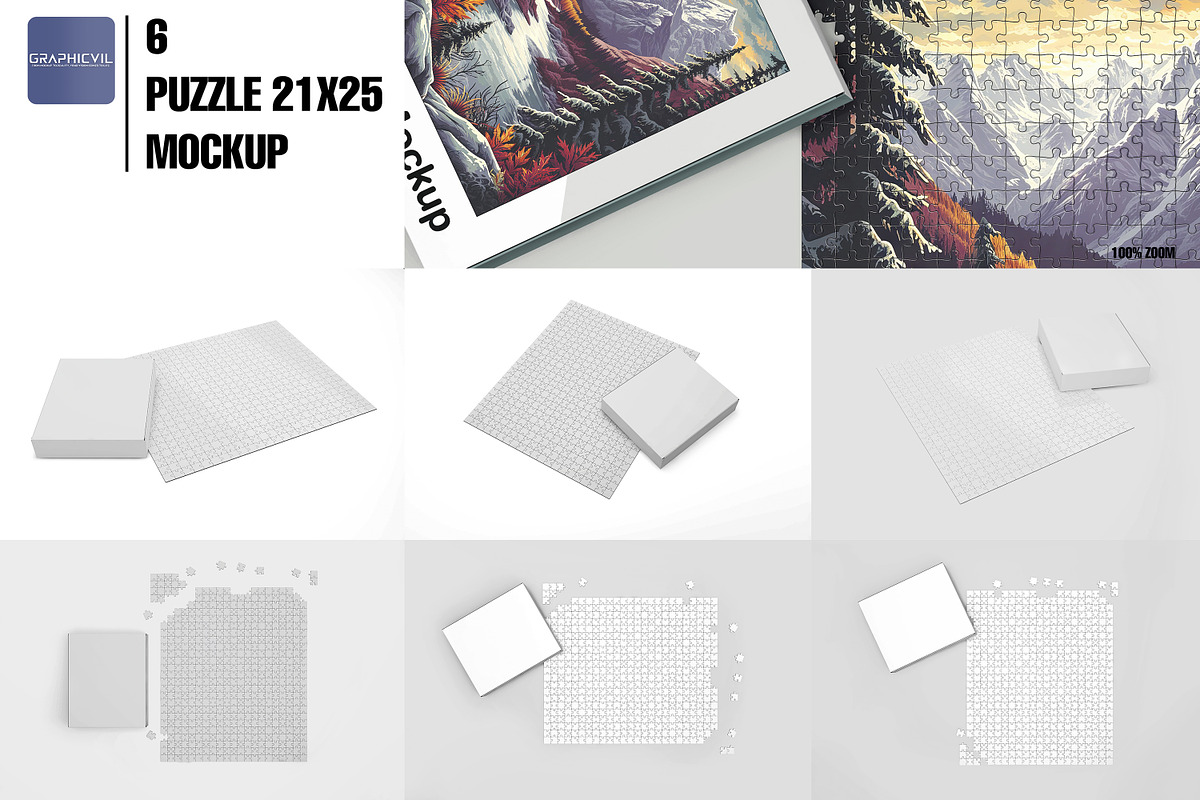 Puzzle Mockup and Box mock 525 piece