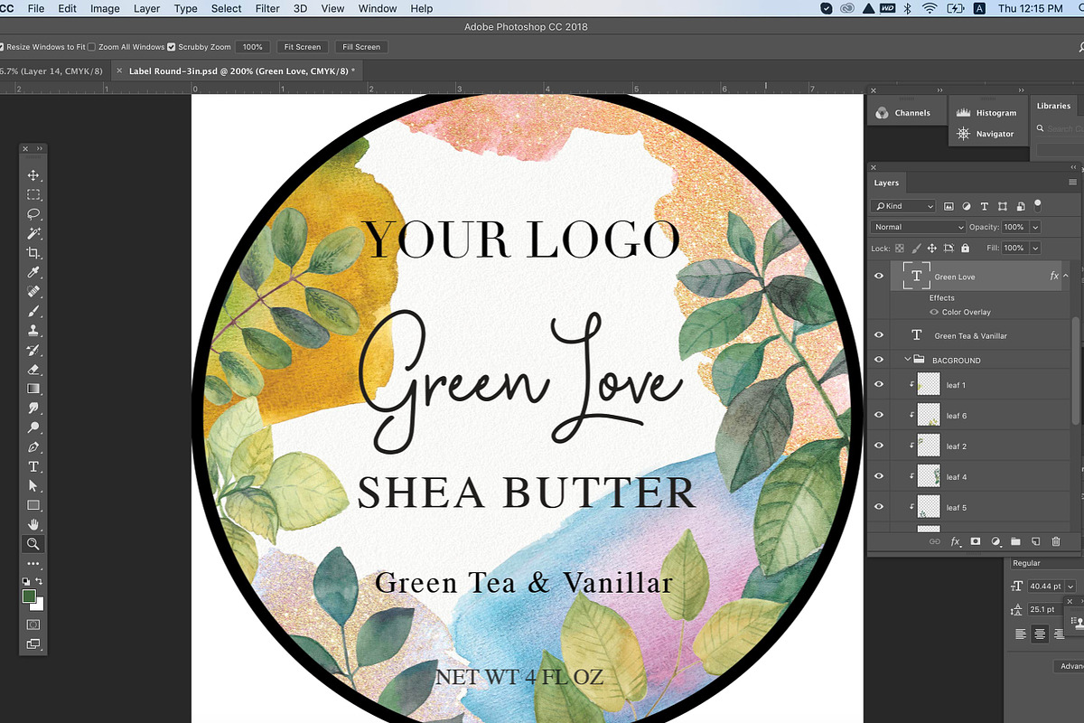 Green leaf label templates, a Stationery Template by AIW SOLUTIONS
