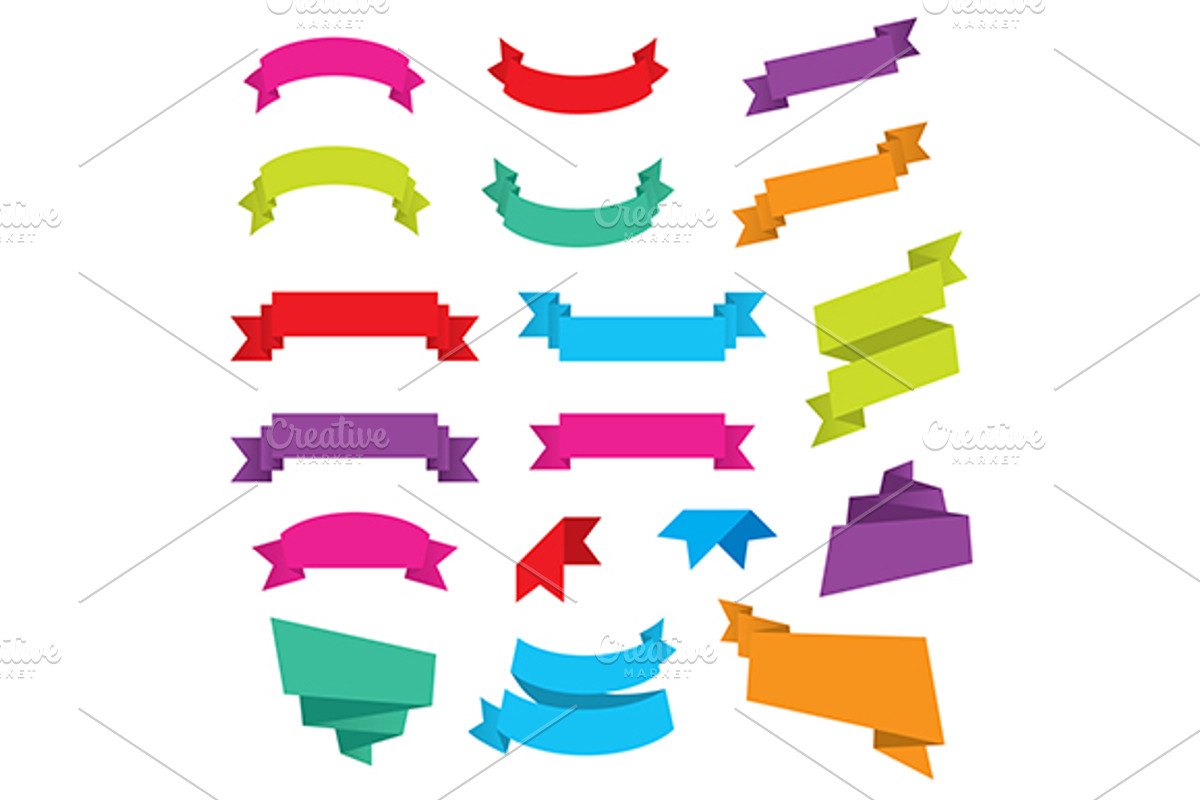 Ribbons vector template set, an Object Graphic by Urazovsky Design
