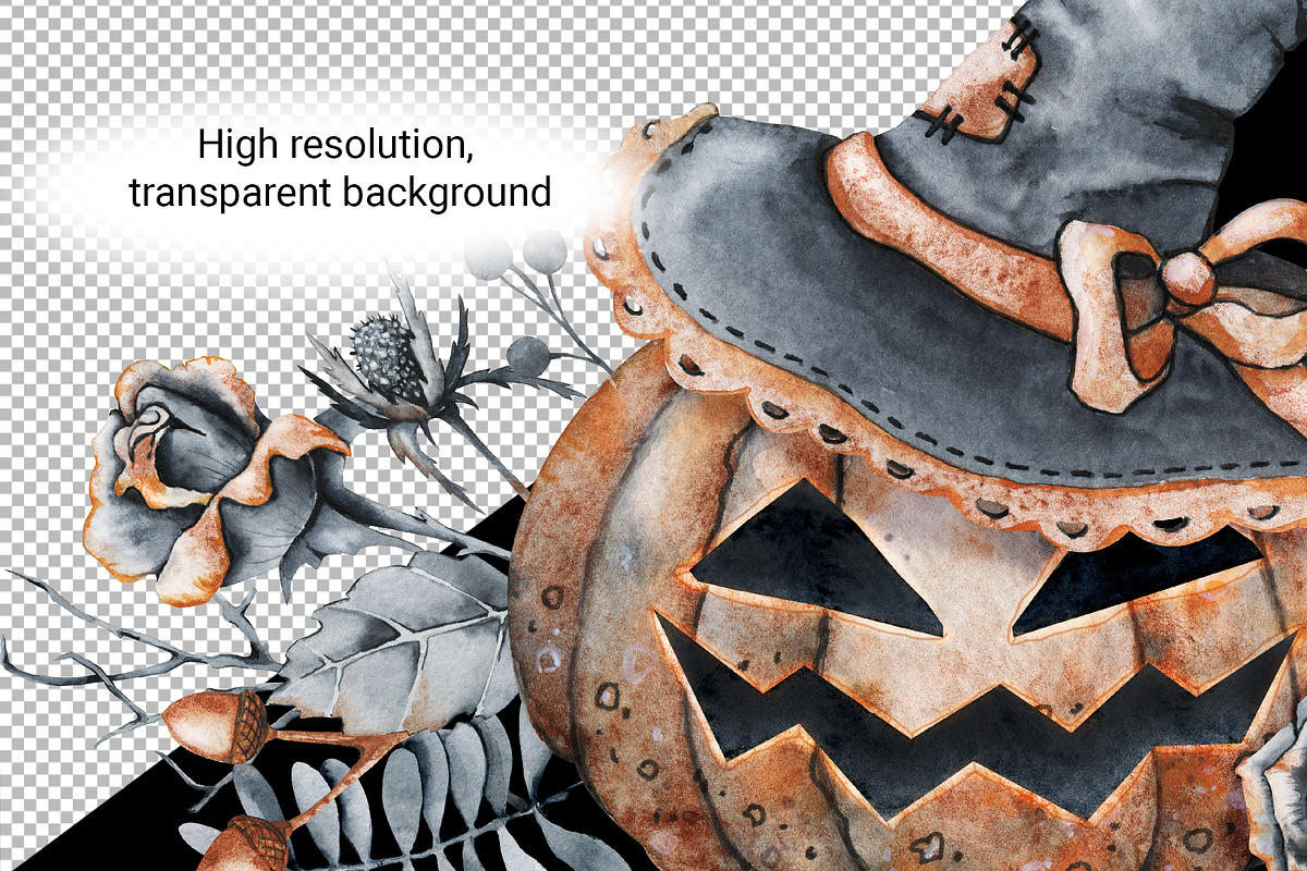 Happy Halloween watercolor clipart