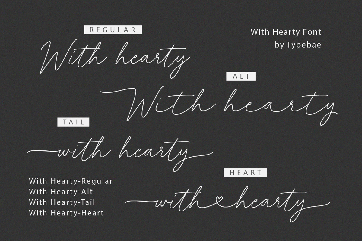 With Hearty - Heart Script Font | Creative Market