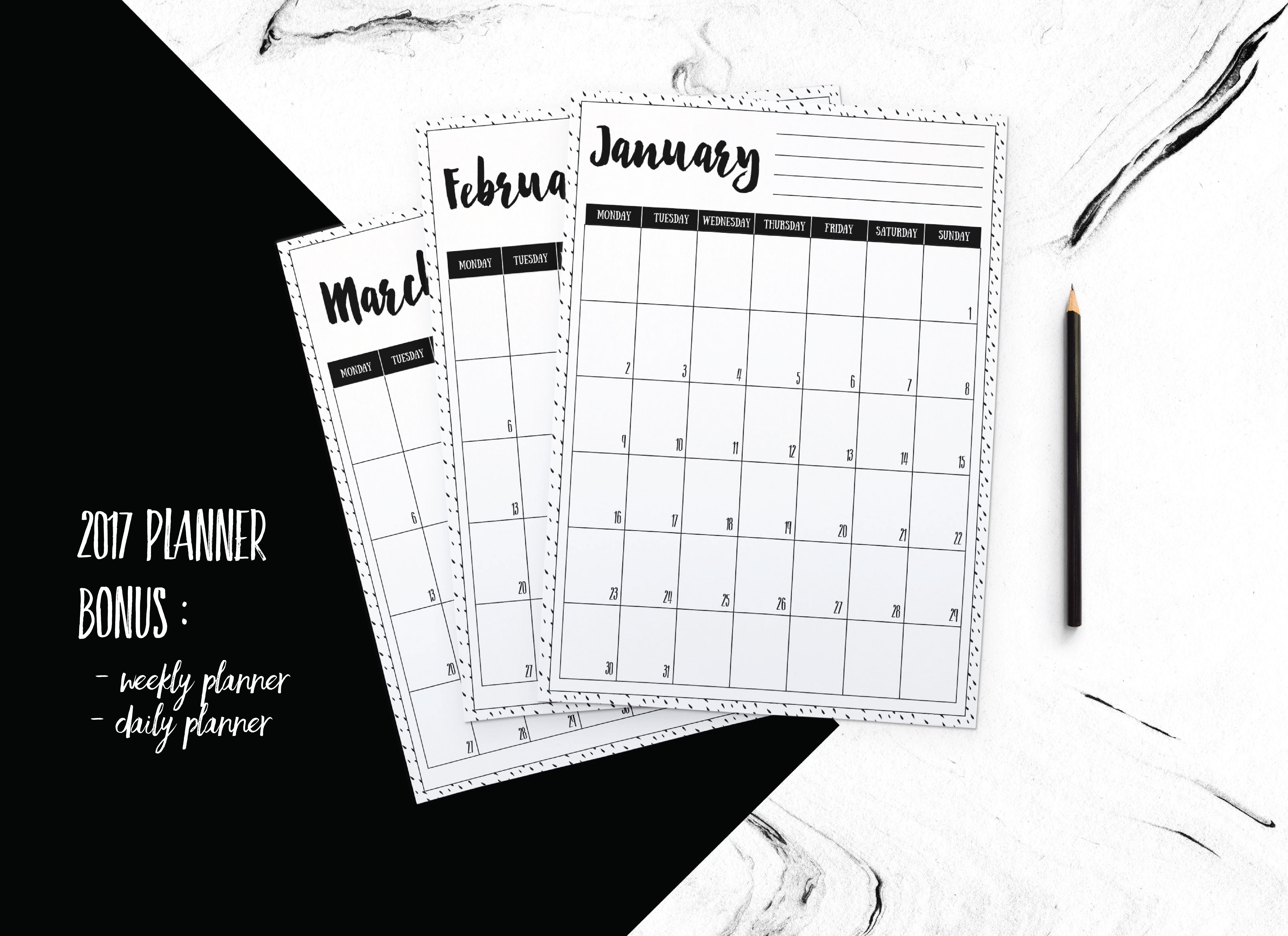2017 planner (ink dot background), a Stationery Template by Chic templates
