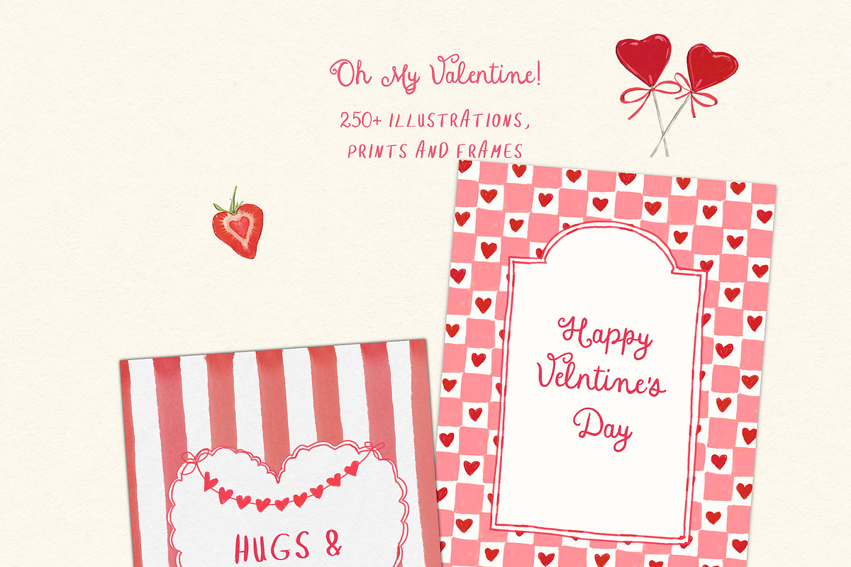 Valentine's Day Frames Cards Clipart, a Decorative Illustration by ...