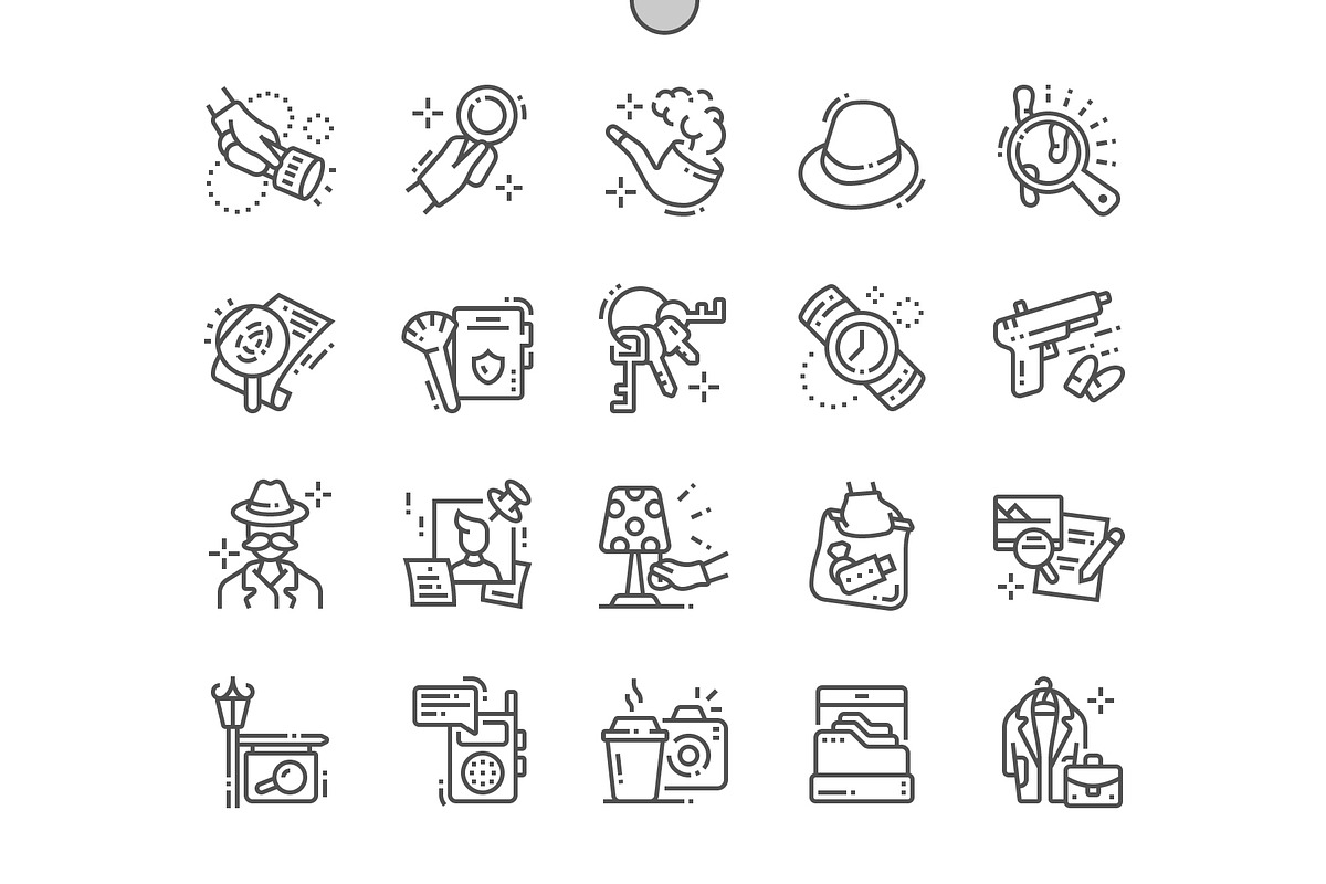 Private Detective Line Icons, an Outline Icon by Palau