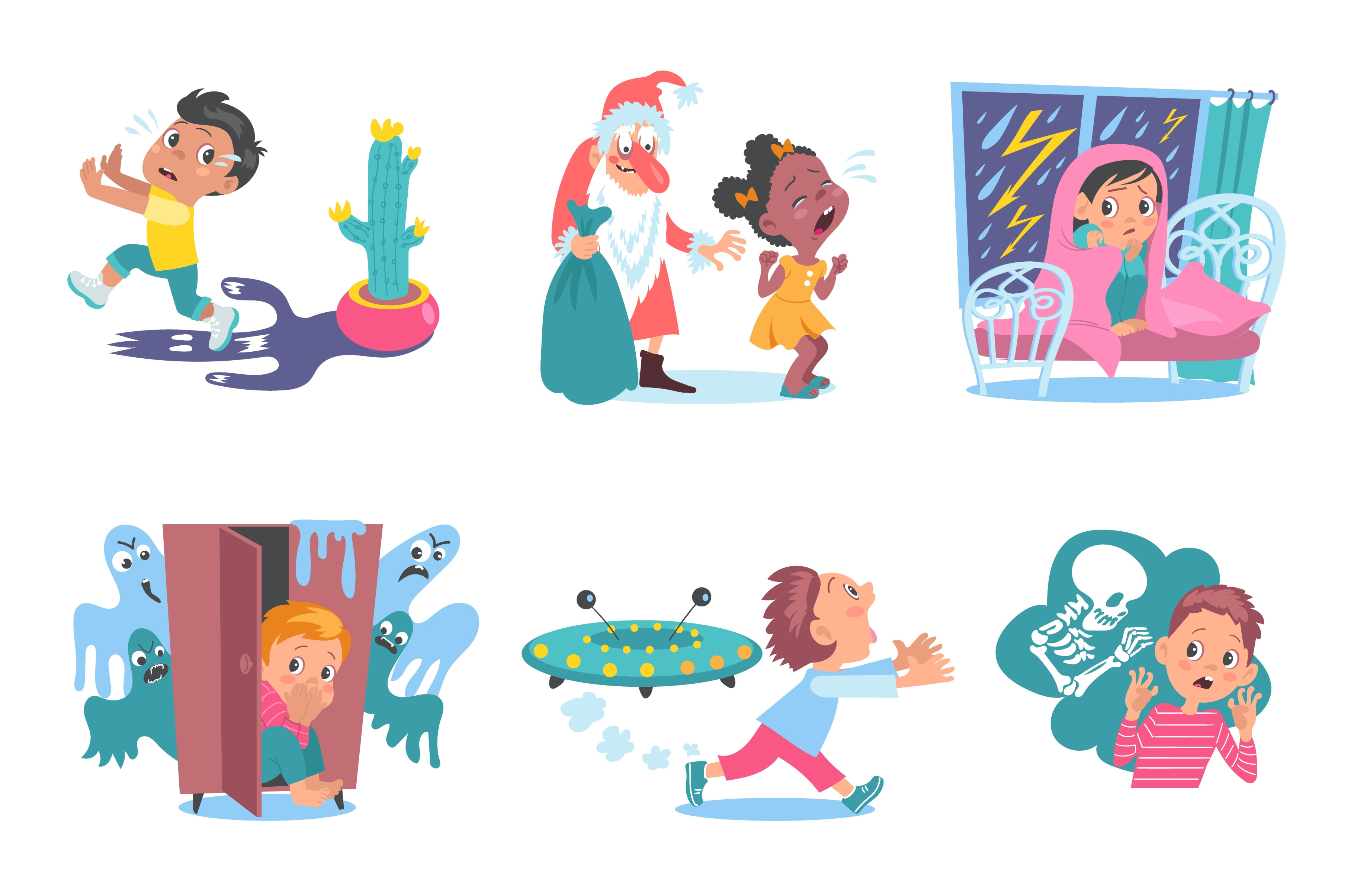 Children fears. Sad and scared kids, a Person Illustration by Vectorbuum