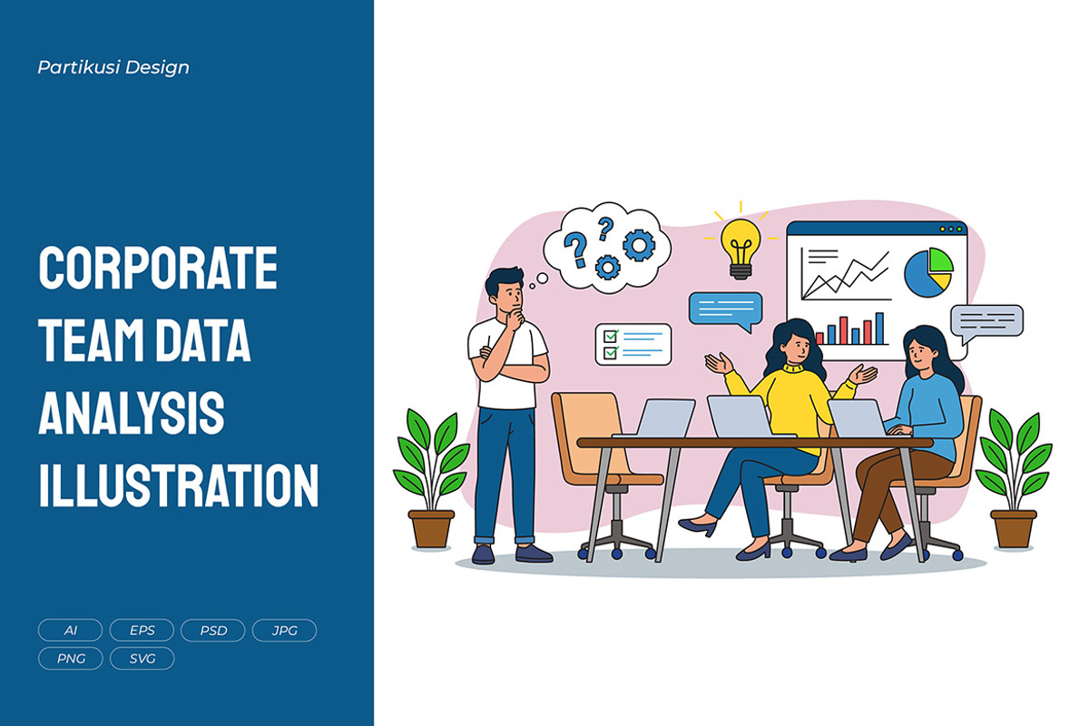 Corporate Team Data Analysis, a Work Illustration by Partikusi Design