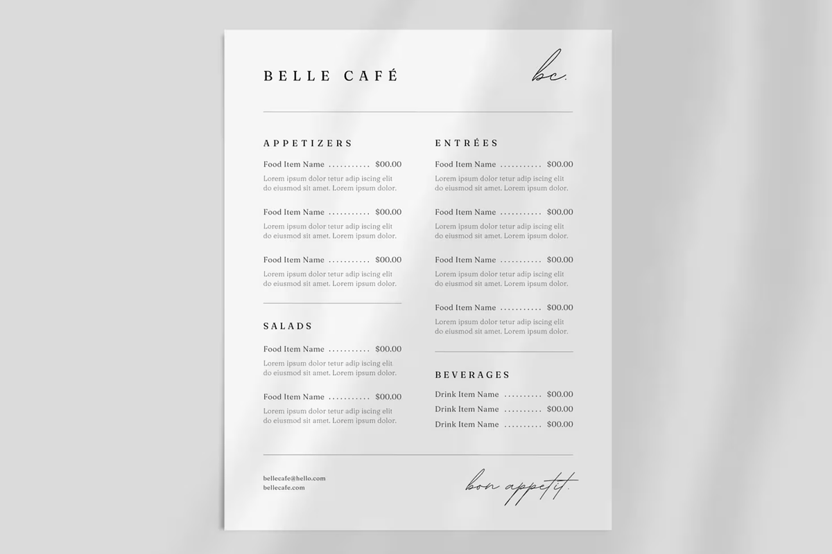 Minimal Restaurant Menu Template, a Marketing Template by frommakertomaker