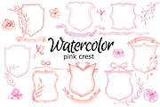 Watercolor pink crest clip art, a Background Graphic by GoodFairyClipArt