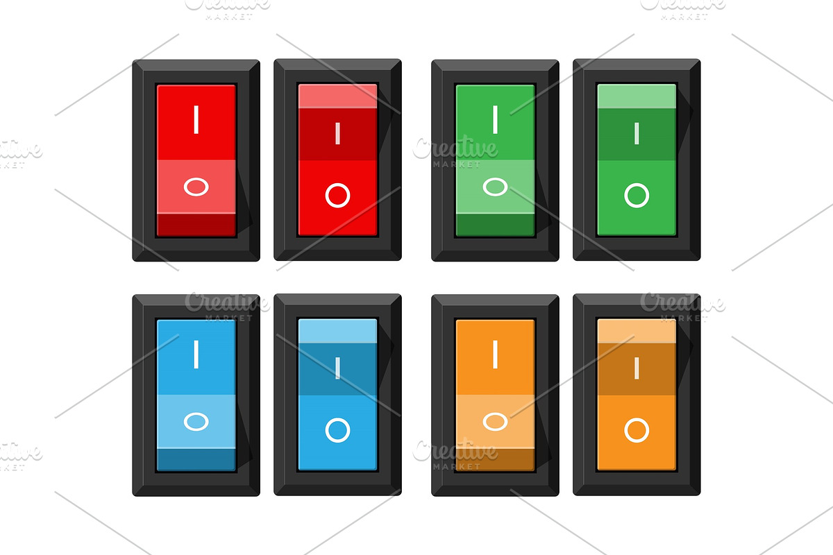 Classic red electric switch. Square, an Object Illustration by Abscent ...