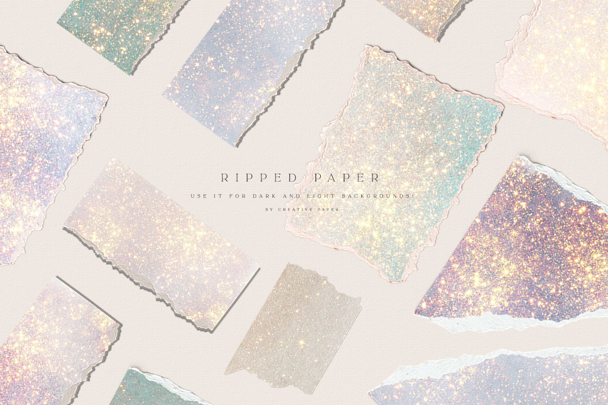 Glitter Ripped Paper Collage, an Object Graphic by by creative paper