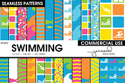 Swimming Seamless Patterns | DP16015, a Pattern Graphic by Jen Reed Designs