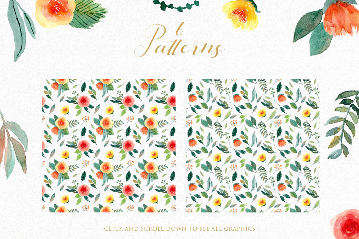 Sunny - Watercolor Floral Clipart, a Decorative Illustration by wulano