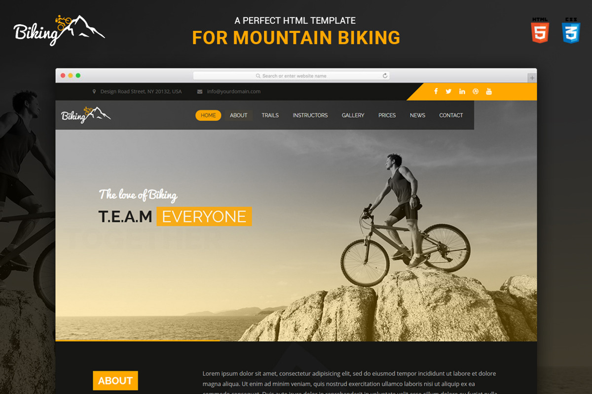 Biking Responsive HTML Template, a Websites & App Template by oLanding