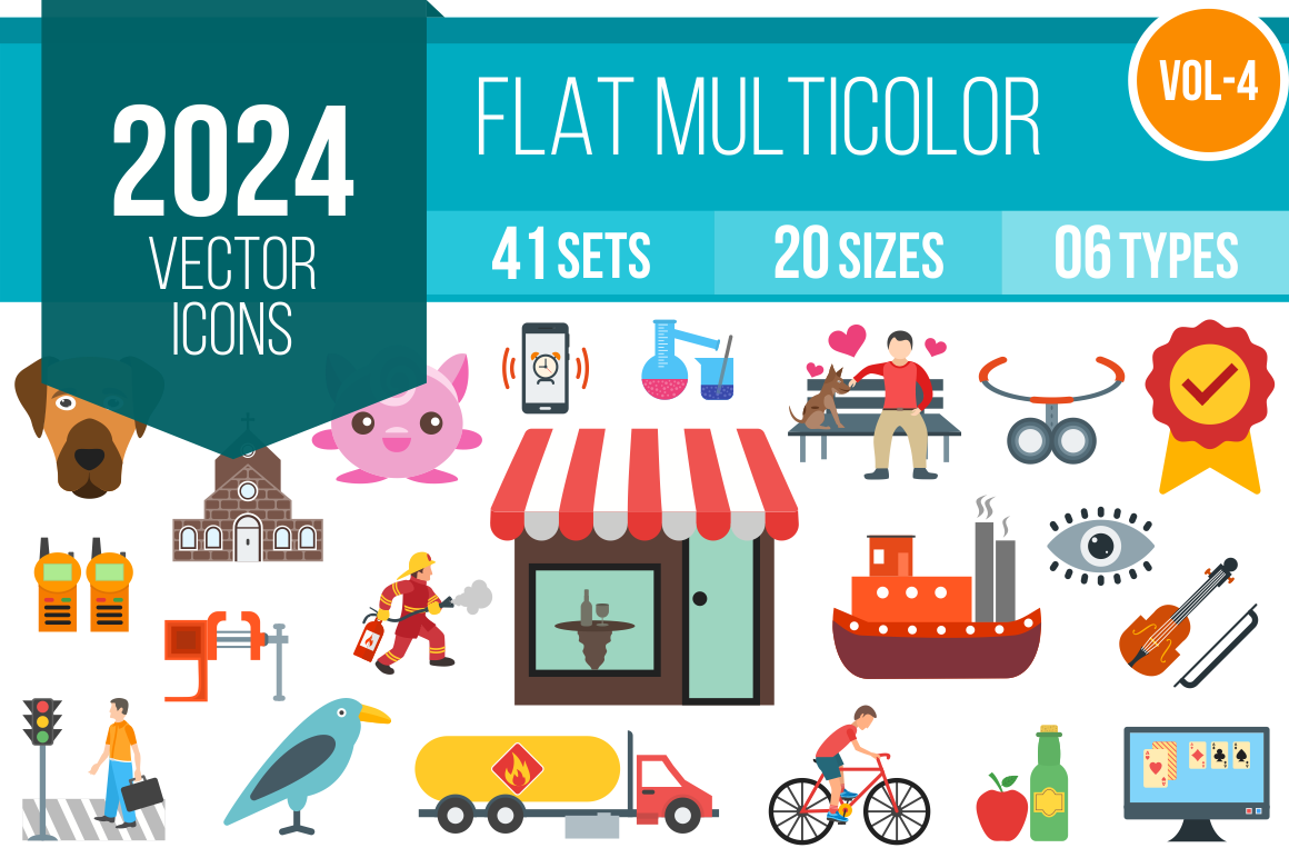 2024 Vector Flat Colorful Icons (V4), an Icon by IconBunny