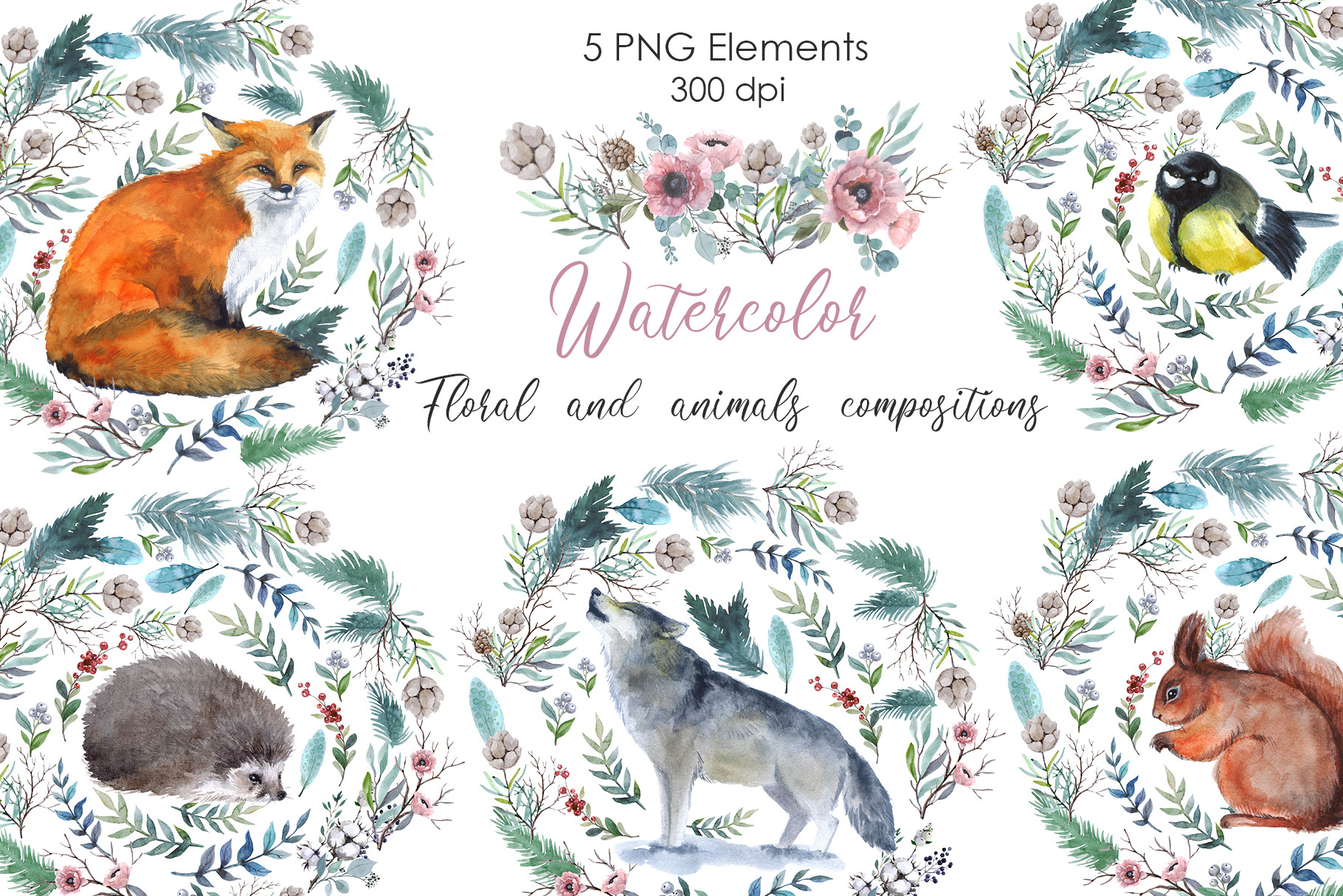 Watercolor holiday. Cute animal png, an Animal Illustration by ...