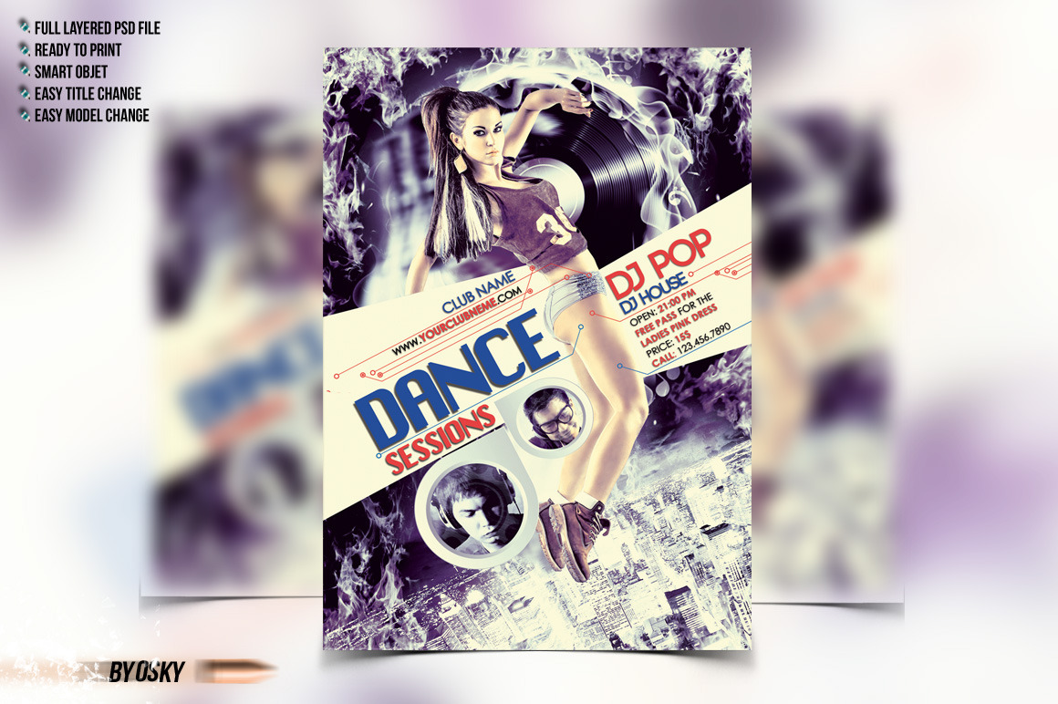 Dance Sessions Party, a Flyer Template by Osky