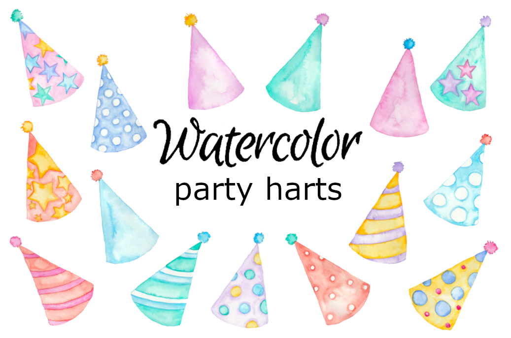 Party hats watercolour clipart, a Background Graphic by GoodFairyClipArt