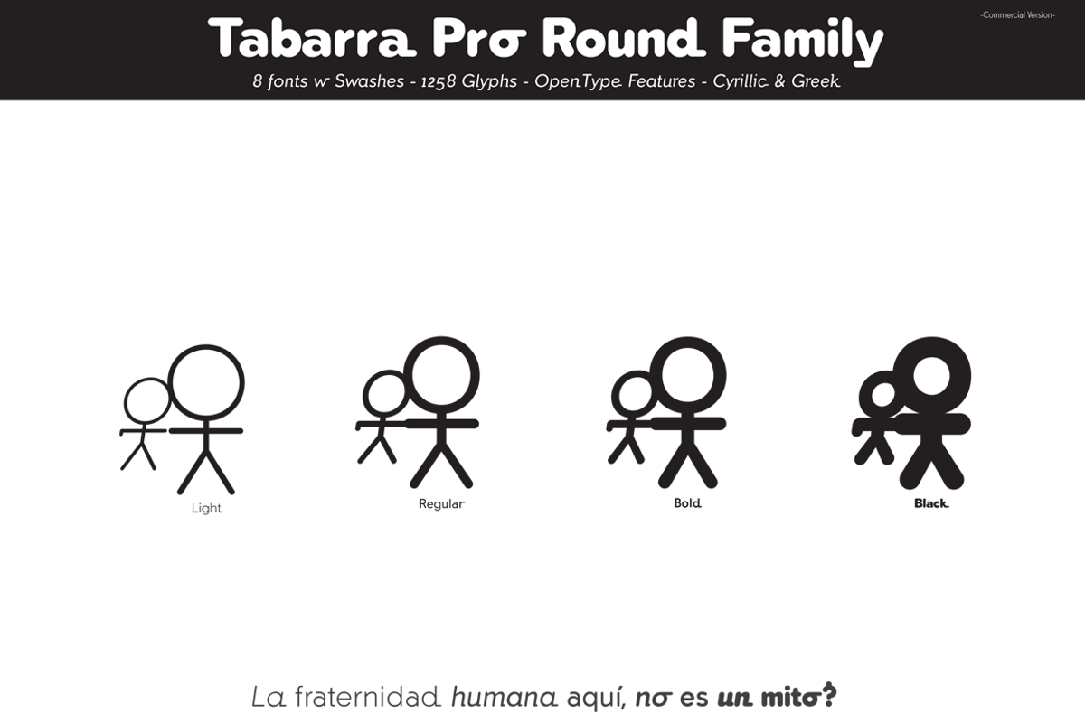 Tabarra Pro Round Light, a Sans Serif Font by deFharo