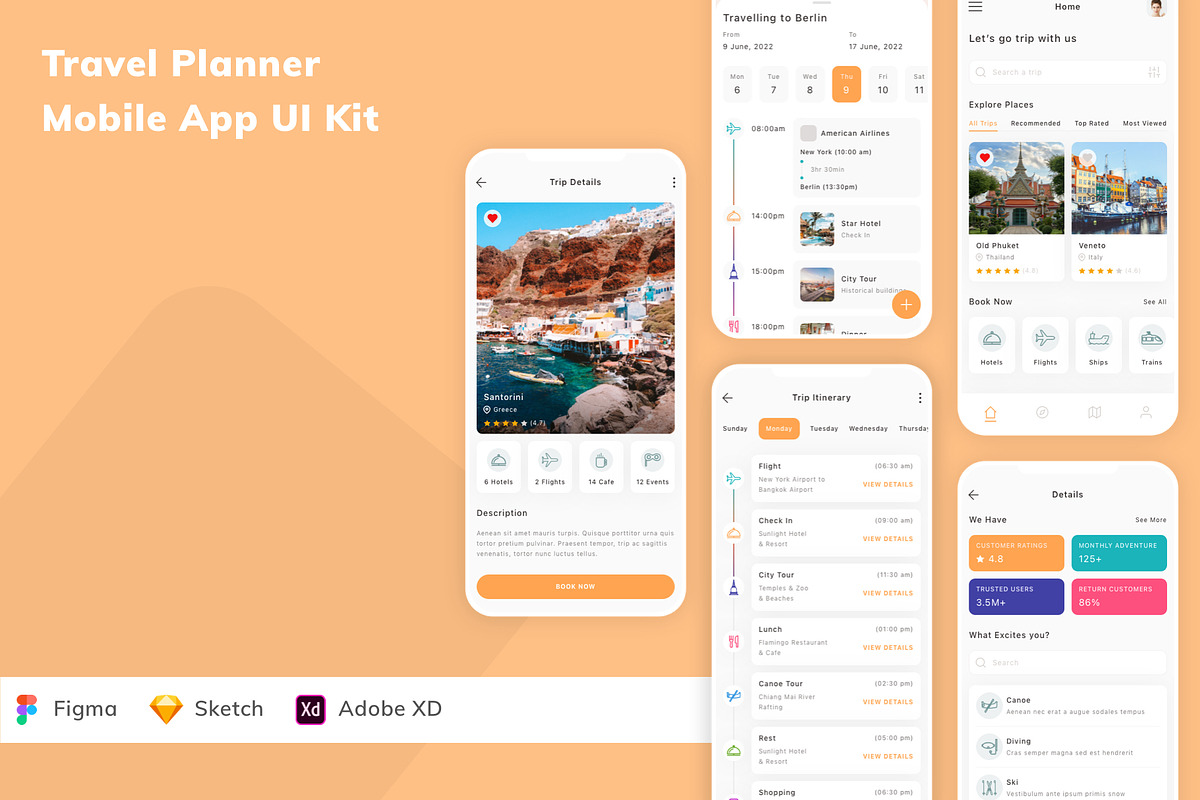 Travel Planner Mobile App UI Kit, an UI Kit Template by Betush