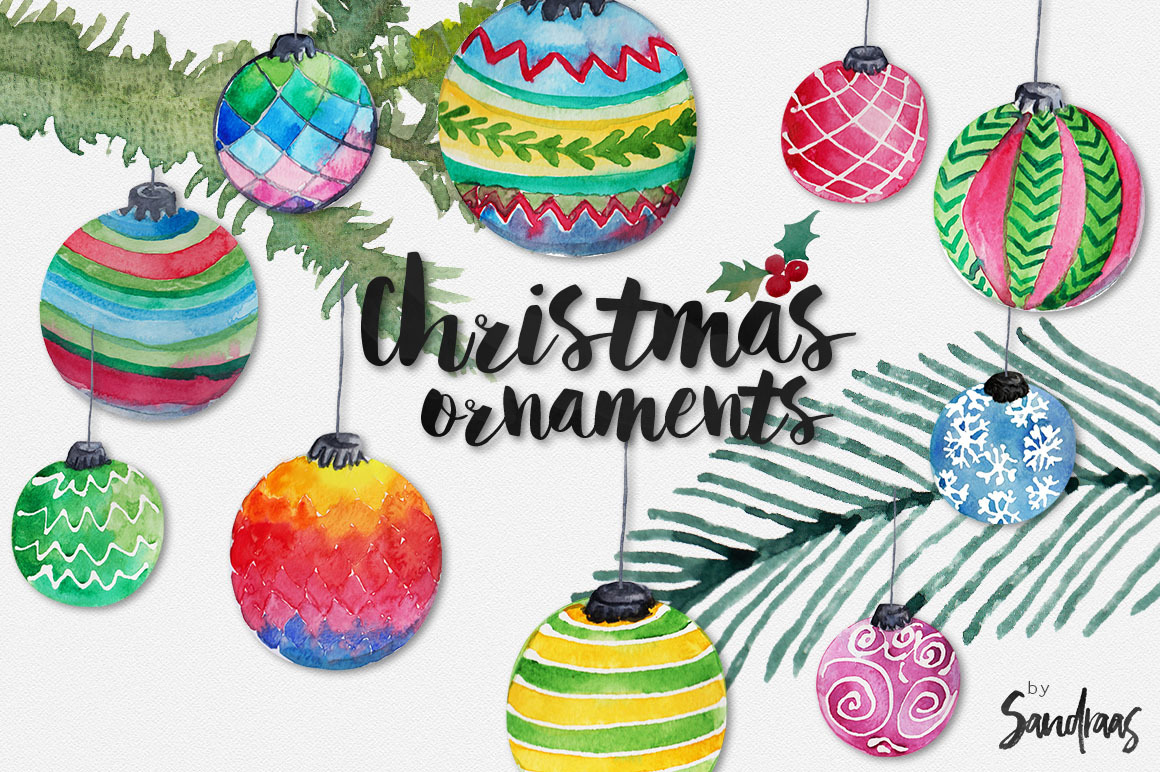Christmas baubles clip art, an Illustration by SandraGraphicDesign
