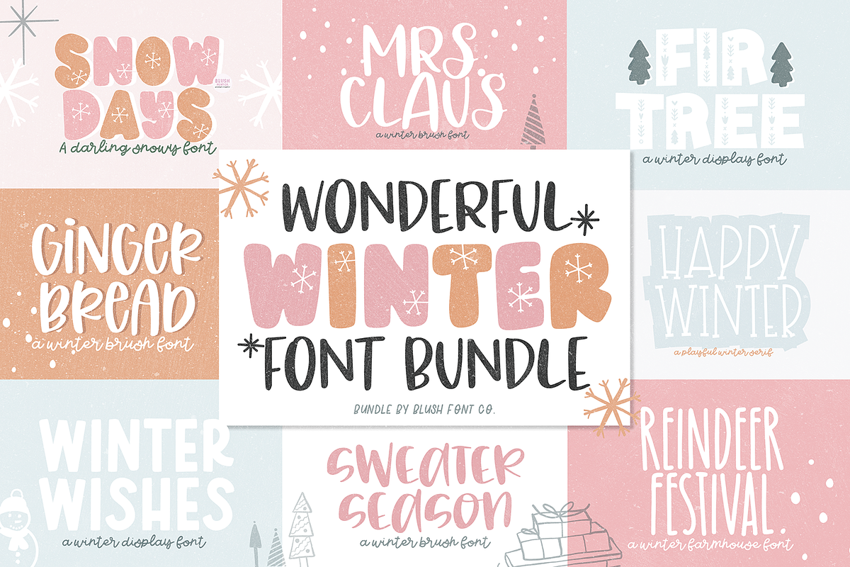WONDERFUL WINTER Font Bundle, a Font by Blush Font Co.