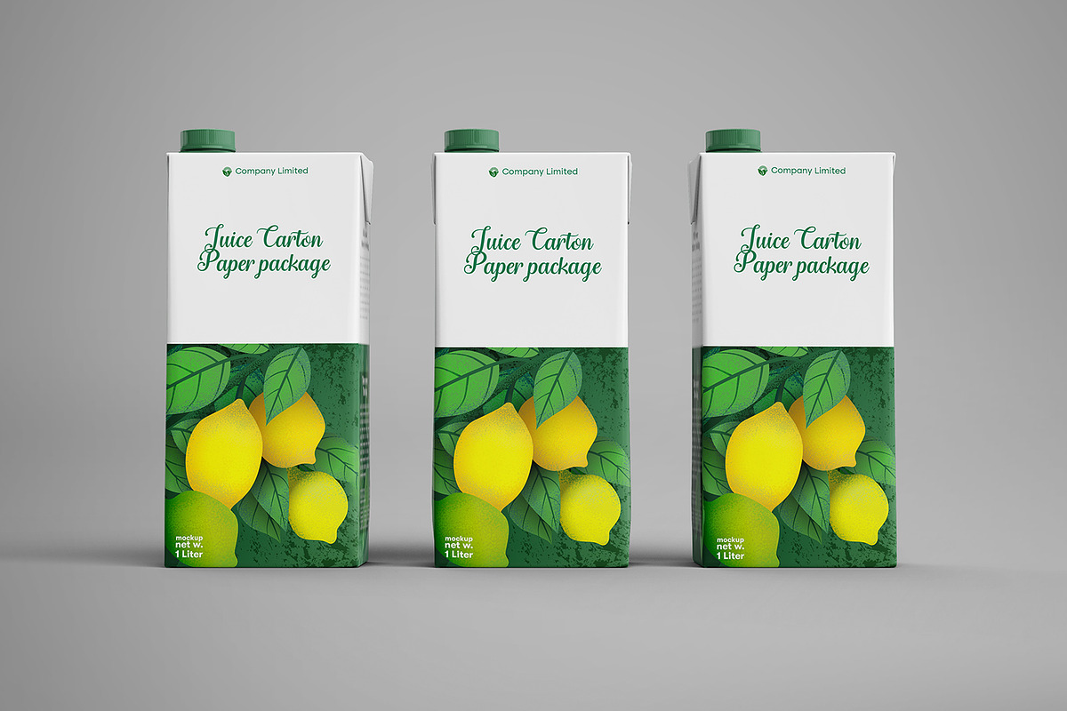 Tetra Pack Fruit Juice Carton Mockup, a Packaging Mockup by Ram Studio
