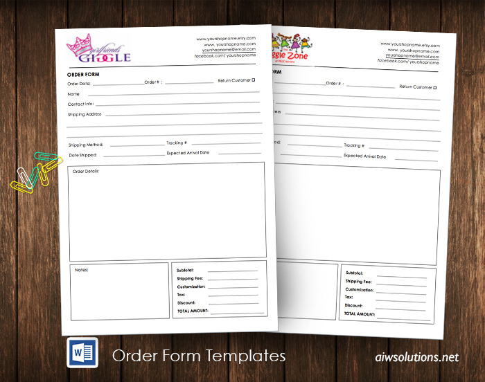 Order Form-id22, a Stationery Template by AIW SOLUTIONS