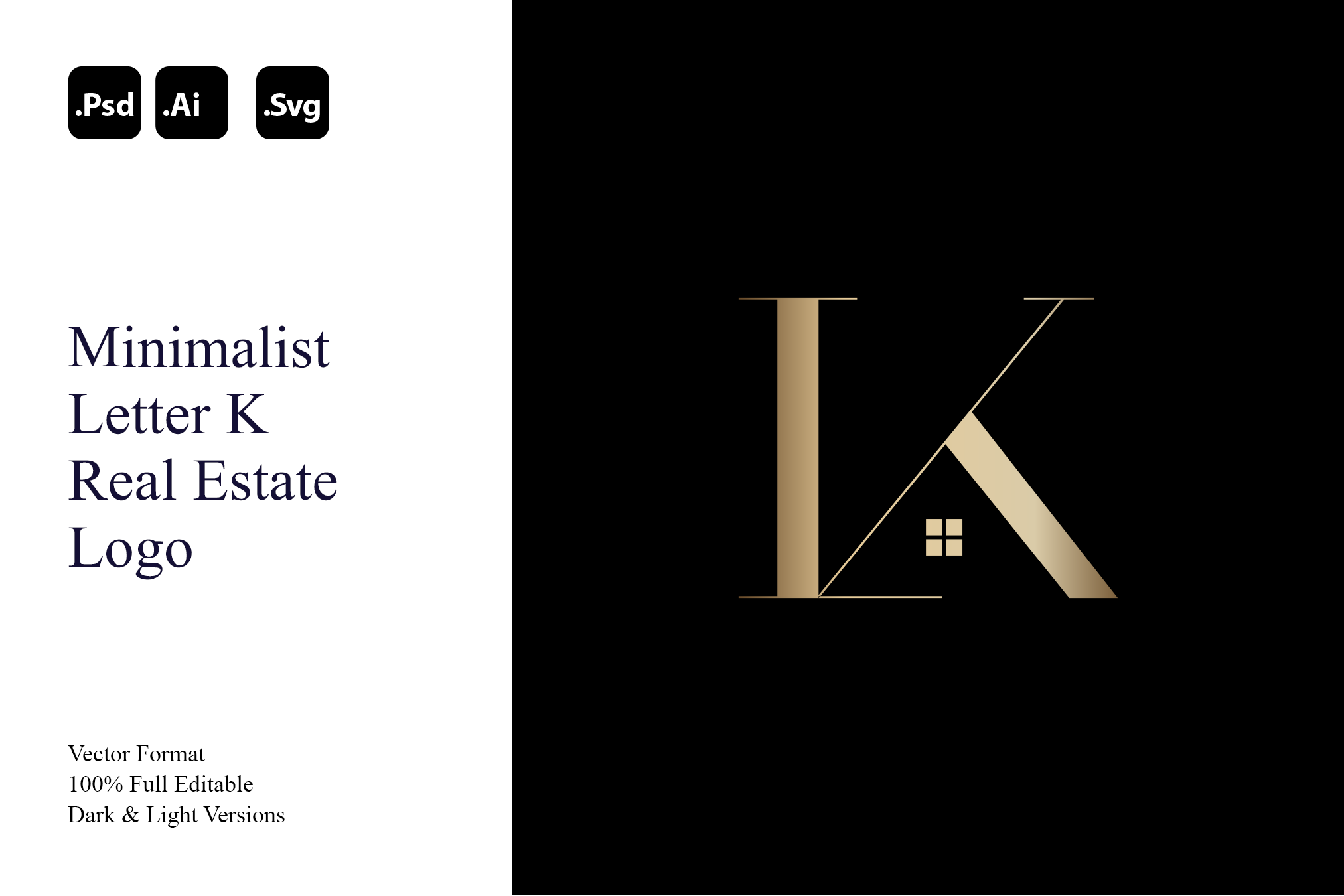 Minimalist Letter K Real Estate Logo | Creative Market