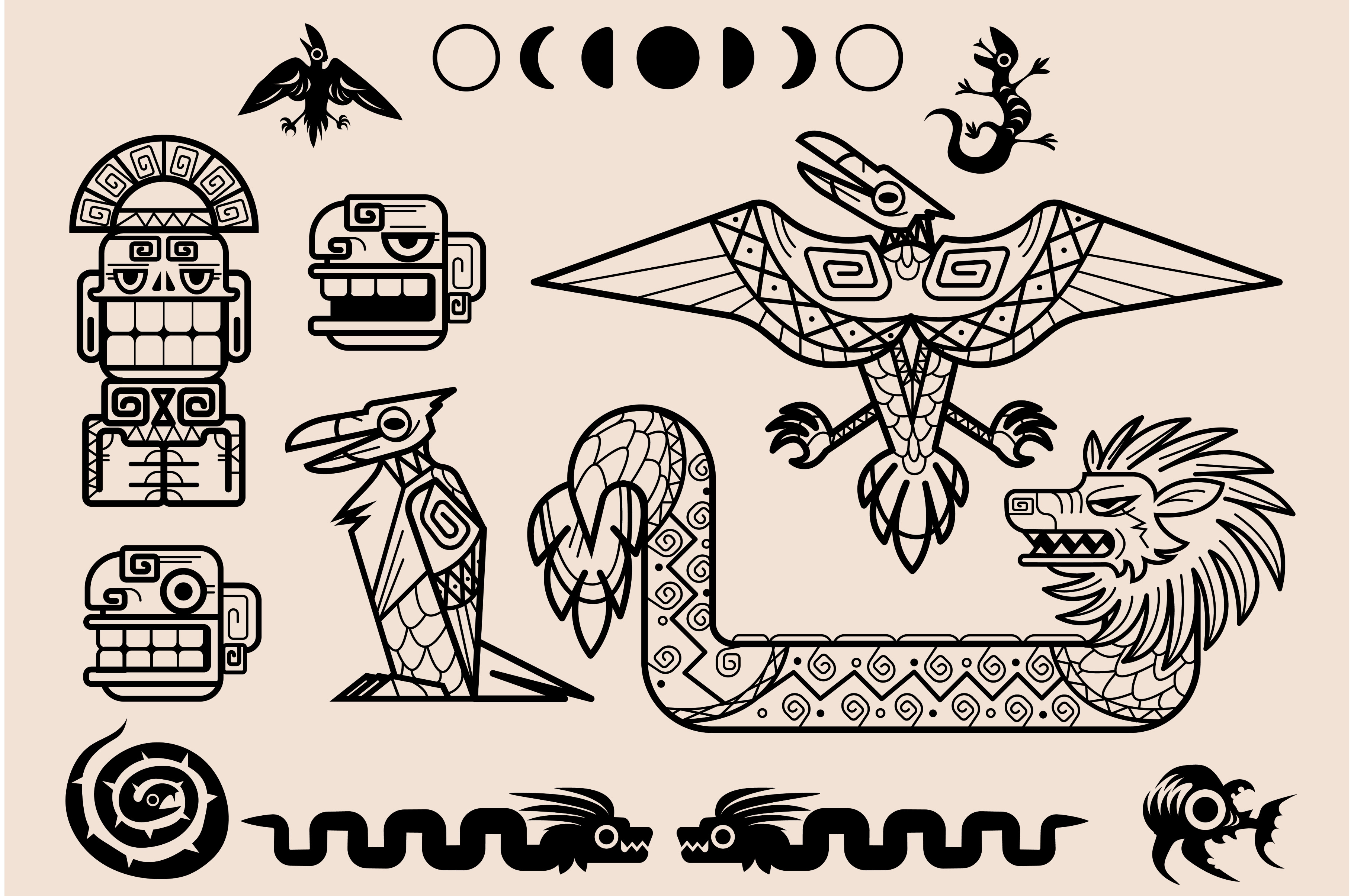 Set of Mayan or Aztec patterns, a Decorative Illustration by art PVP ...