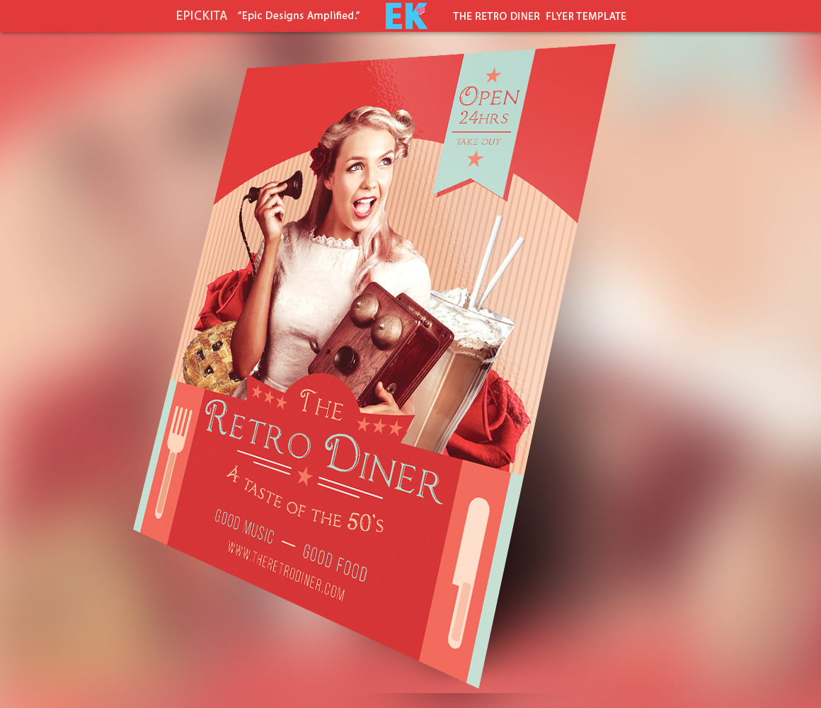 The Retro Diner Flyer Template, a Flyer Template by Epickita