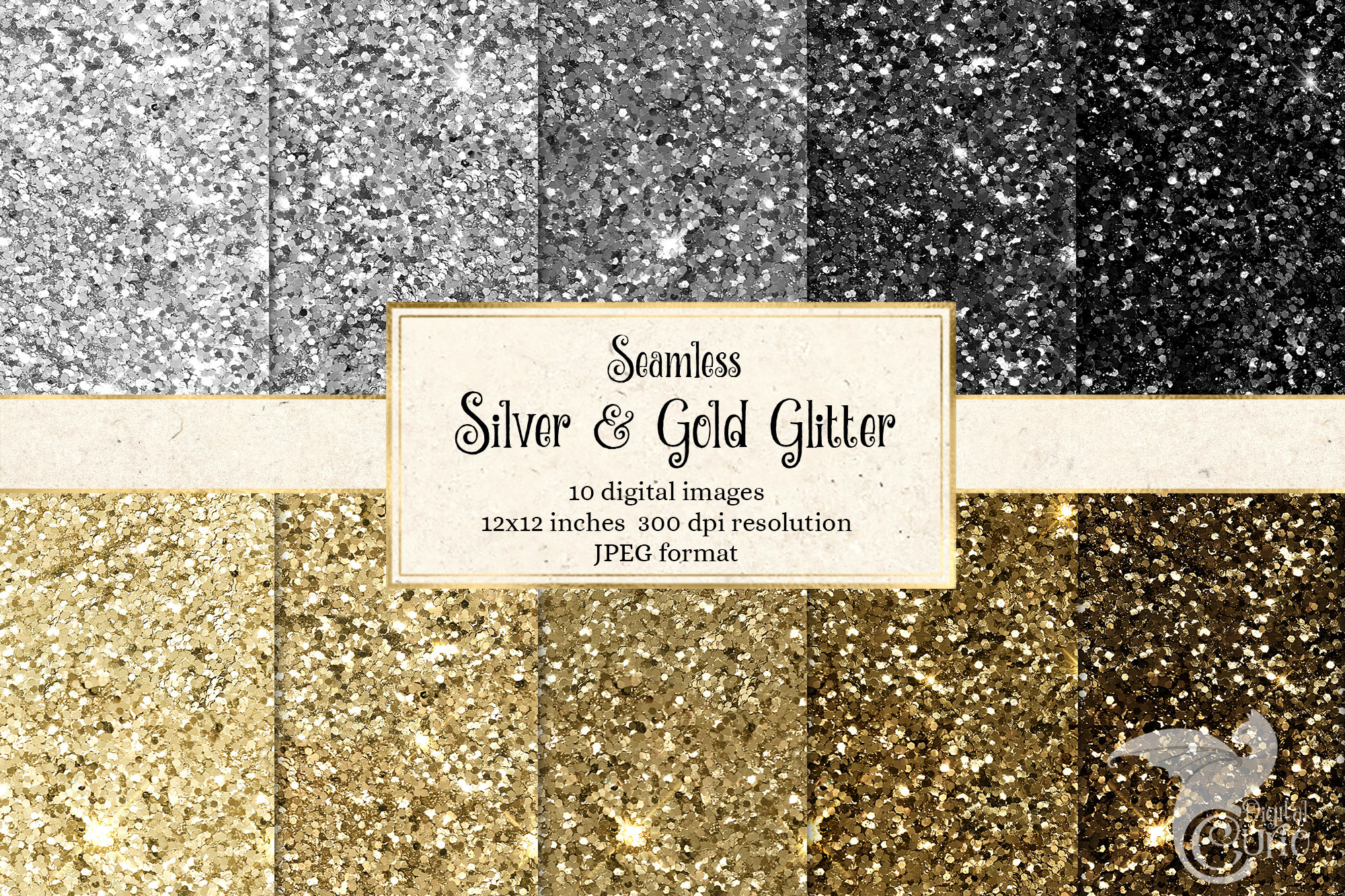 Silver and Gold Glitter Textures, a Texture Graphic by Digital Curio